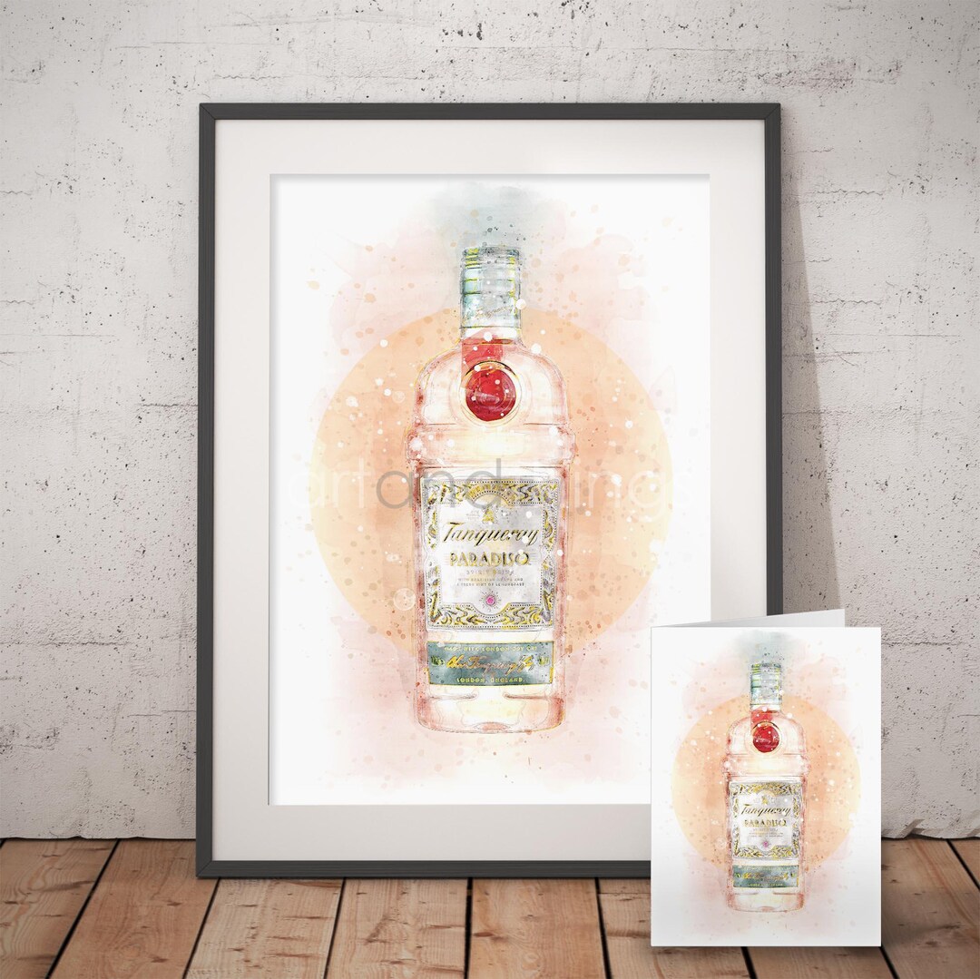 Tanqueray Paradiso Gin Bottle Bar Watercolour Art Wall Art Poster Print ...