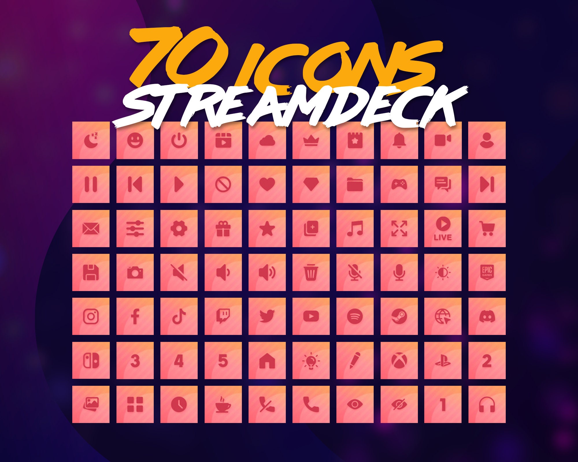 Streamdeck Icon Set | 70 Pinkish Flower Icon Pack for Elgato Streamdeck ...