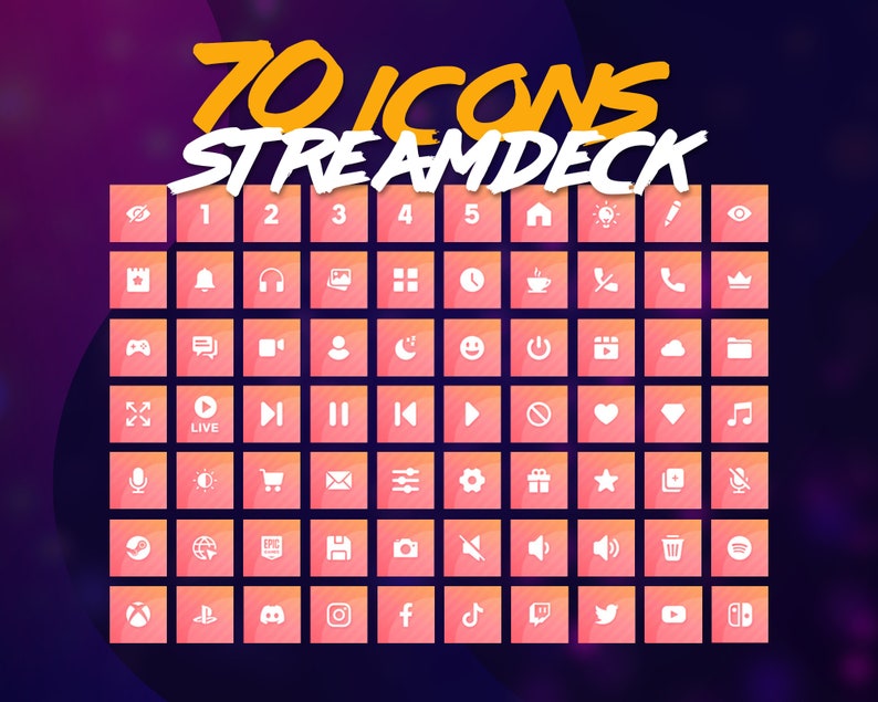 Streamdeck Icon Set | 70 Pinkish Flower Icon Pack for Elgato Streamdeck ...