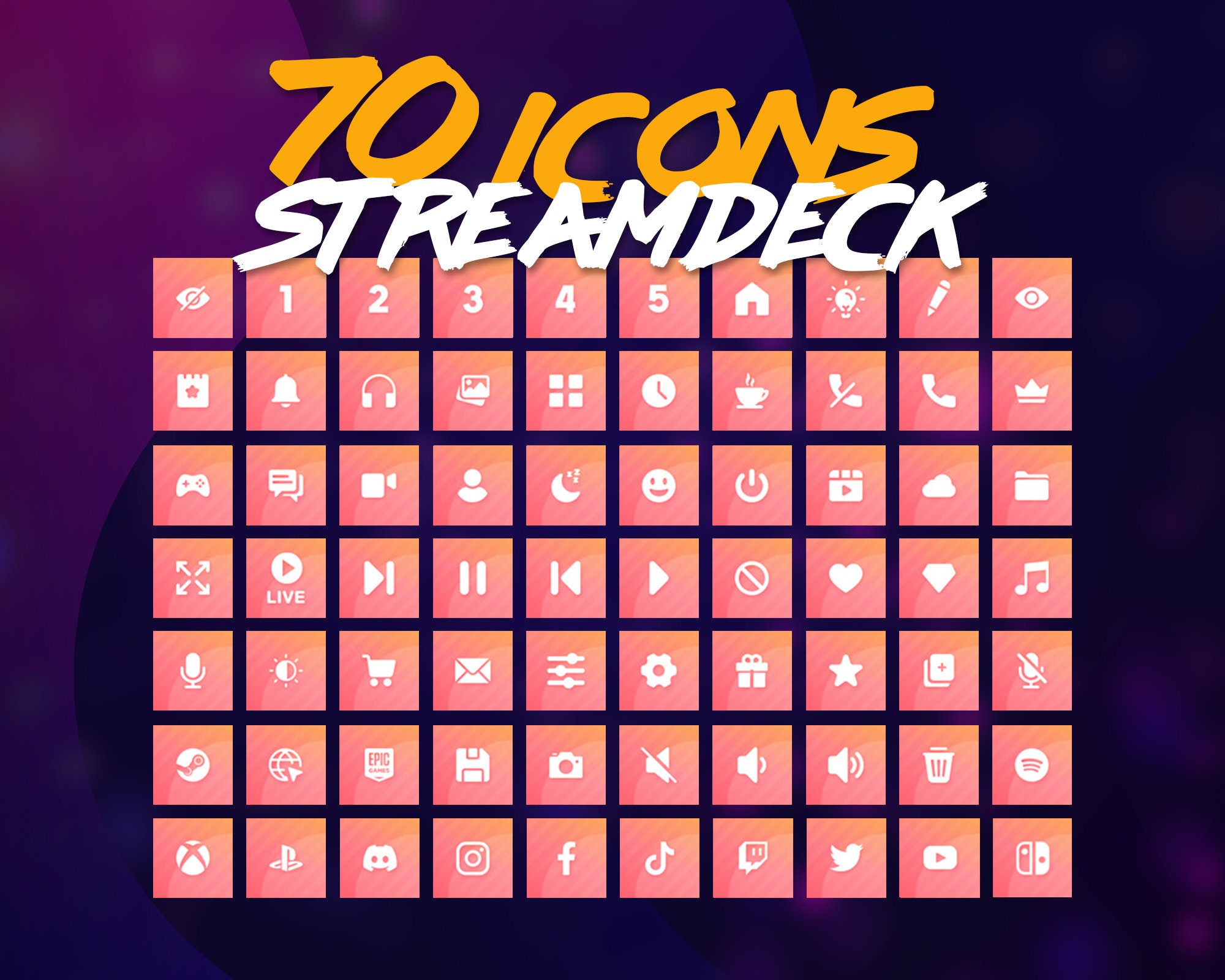 Streamdeck Icon Set | 70 Pinkish Flower Icon Pack for Elgato Streamdeck ...