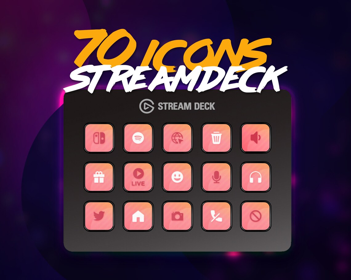 Streamdeck Icon Set 70 Pinkish Flower Icon Pack for Elgato Streamdeck ...
