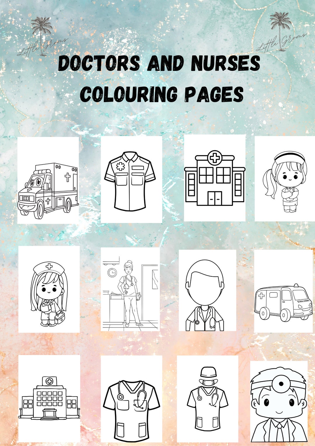 Doctors and Nurses Colouring Pages - Etsy