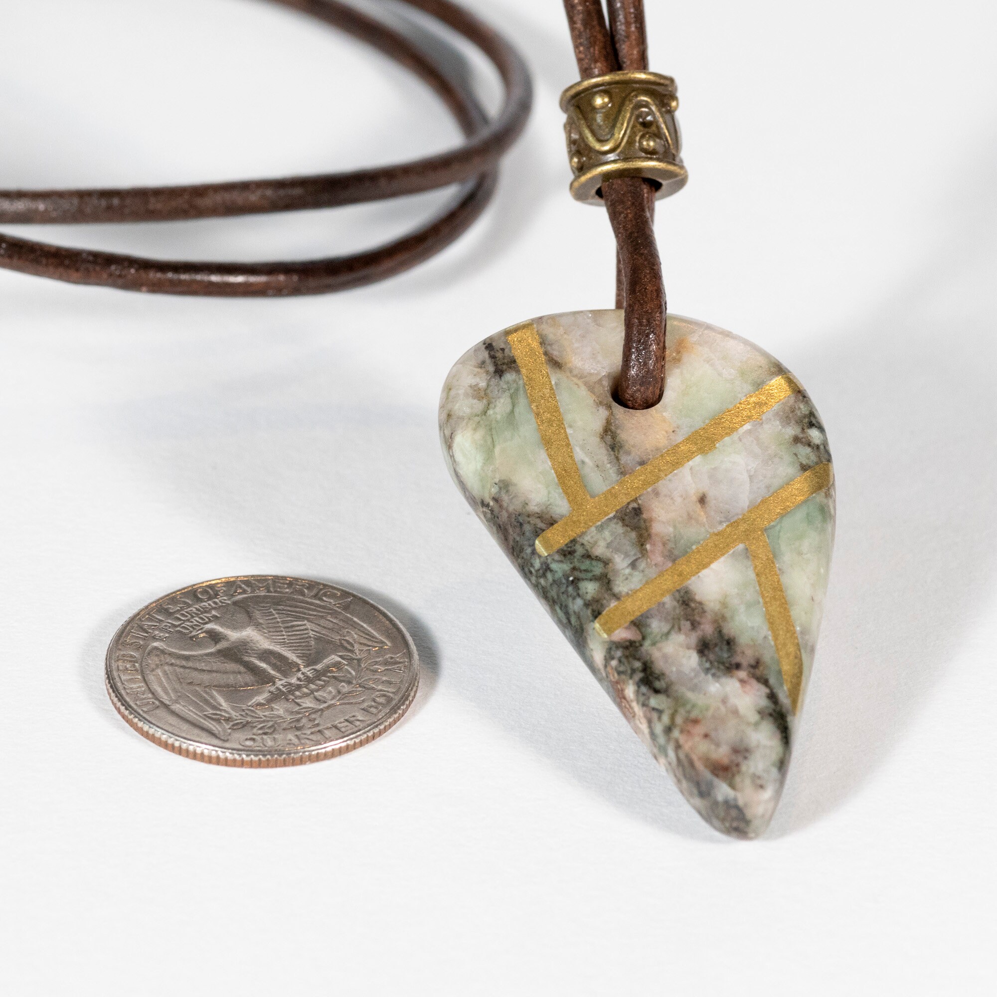 Unique Healing Jade Pendant With Brass Inlay | Crestone Crater ...