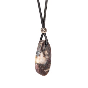 Mens Stone Leather Necklace, Multi Gem Conglomerate, Stone Necklace for ...