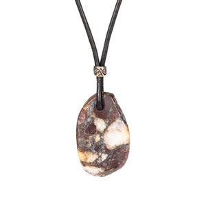 Mens Stone Leather Necklace, Multi Gem Conglomerate, Stone Necklace for ...