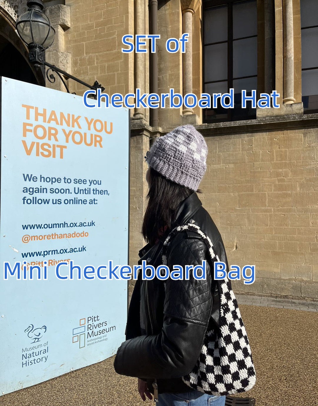 Bundle of Crochet Checkerboard Hat Pattern PDF+ Mini Checkerboard Bag ...