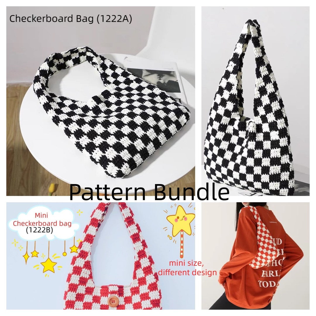 Pattern Bundle PDF Crochet Checkerboard Bag + Mini Checkerboard Bag ...