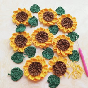 Crochet Sunflower Pattern PDF With Tuturial Guide Use as Brooch, Bag ...