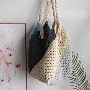 Crochet 4-color Blocked Shoulder Bag Pattern – Digital Tutorial (PDF ...