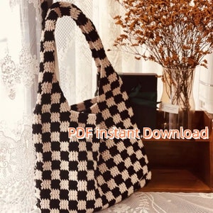 Crochet Checkerboard Bag Pattern PDF With VIDEO Link and Tuturial Guide ...