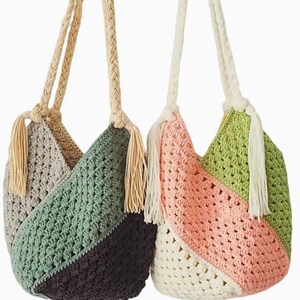 Crochet 4-color Blocked Shoulder Bag Pattern – Digital Tutorial (PDF ...