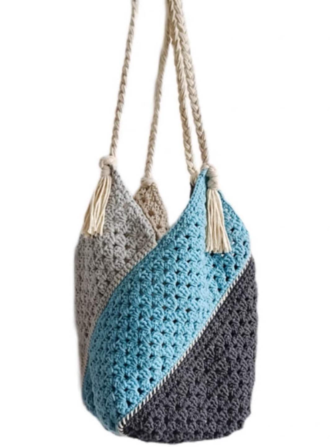 Crochet 4-color Blocked Shoulder Bag Pattern – Digital Tutorial (PDF ...