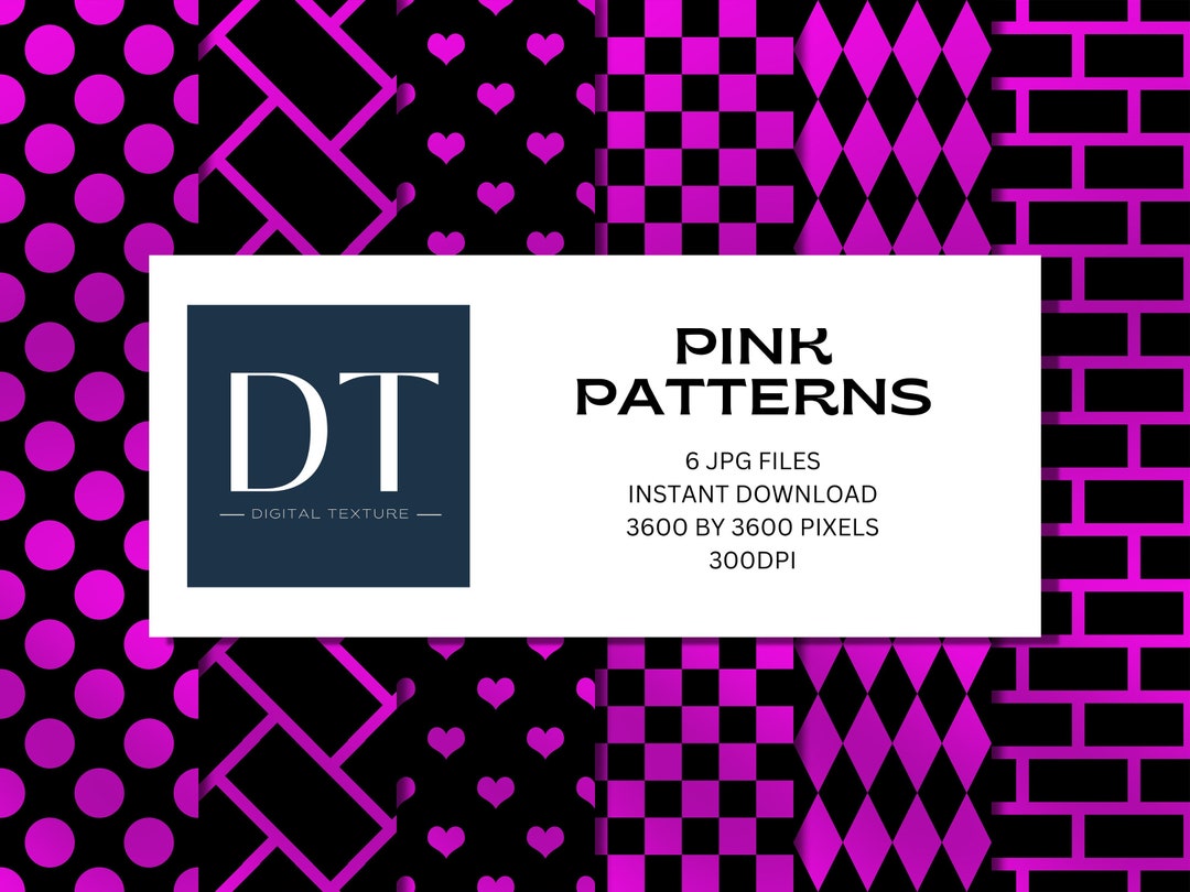 Pink & Black Digital Paper – Glam Texture Patterns (6 JPG Files) - Etsy