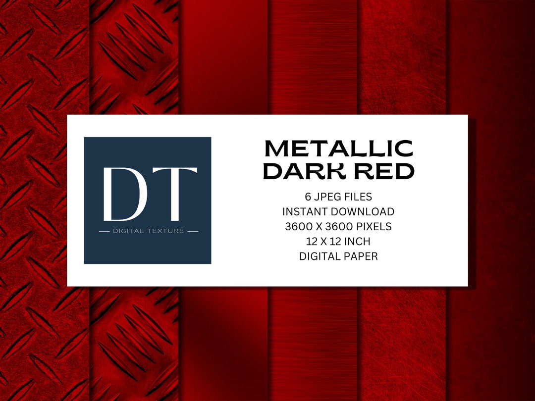 Six Metallic Dark Red Textures, Digital Paper, Instant Download Brushed ...