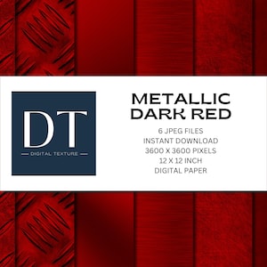 Six Metallic Dark Red Textures, Digital Paper, Instant Download Brushed ...