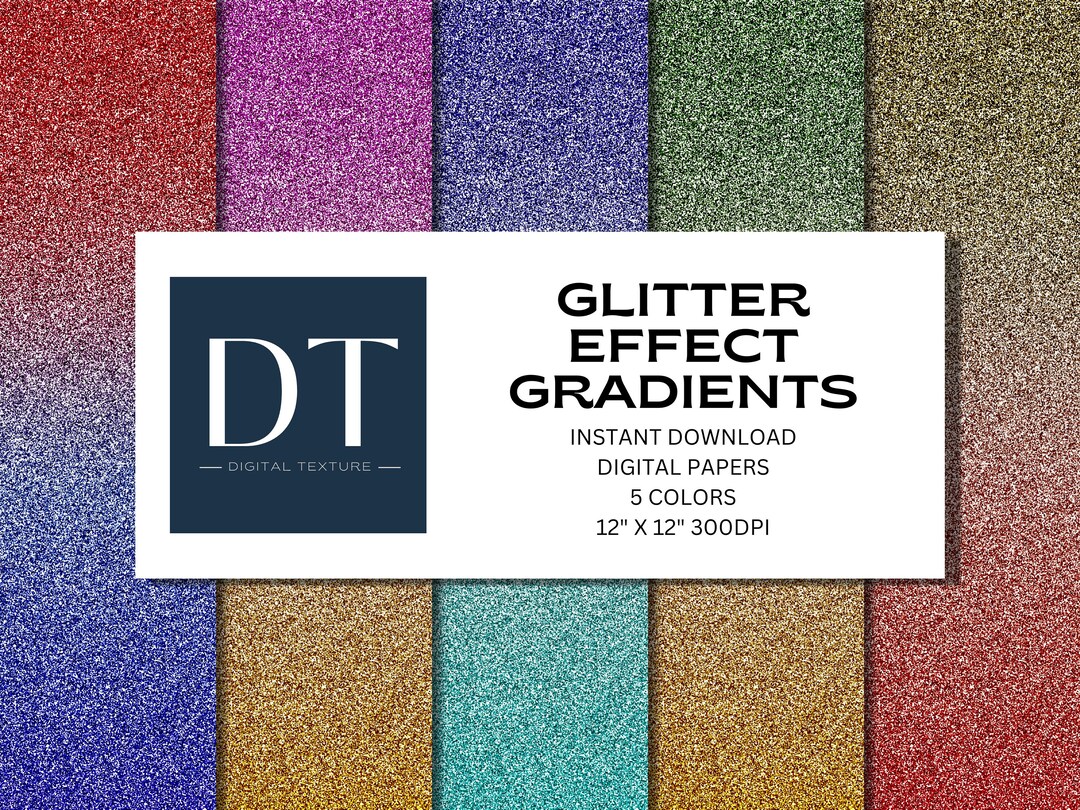 Glitter Effect Gradients Digital Paper - Five Digital Papers - Instant Download - Digital ...