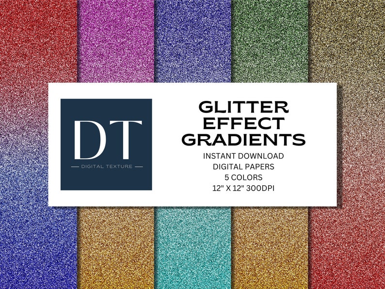 Glitter Effect Gradients Digital Paper - Five Digital Papers - Instant ...