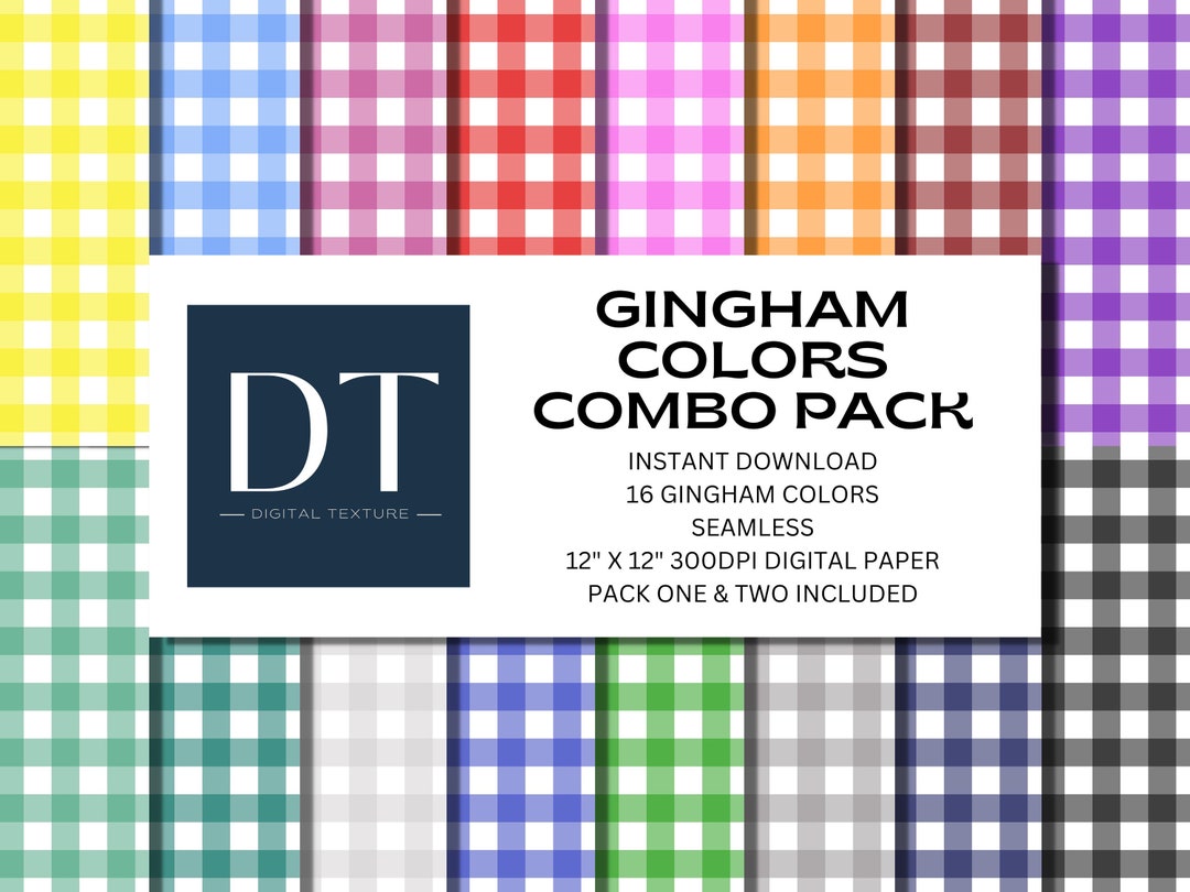 Gingham Pattern, Combo Pack, Various Colors, Digital Paper, Instant ...
