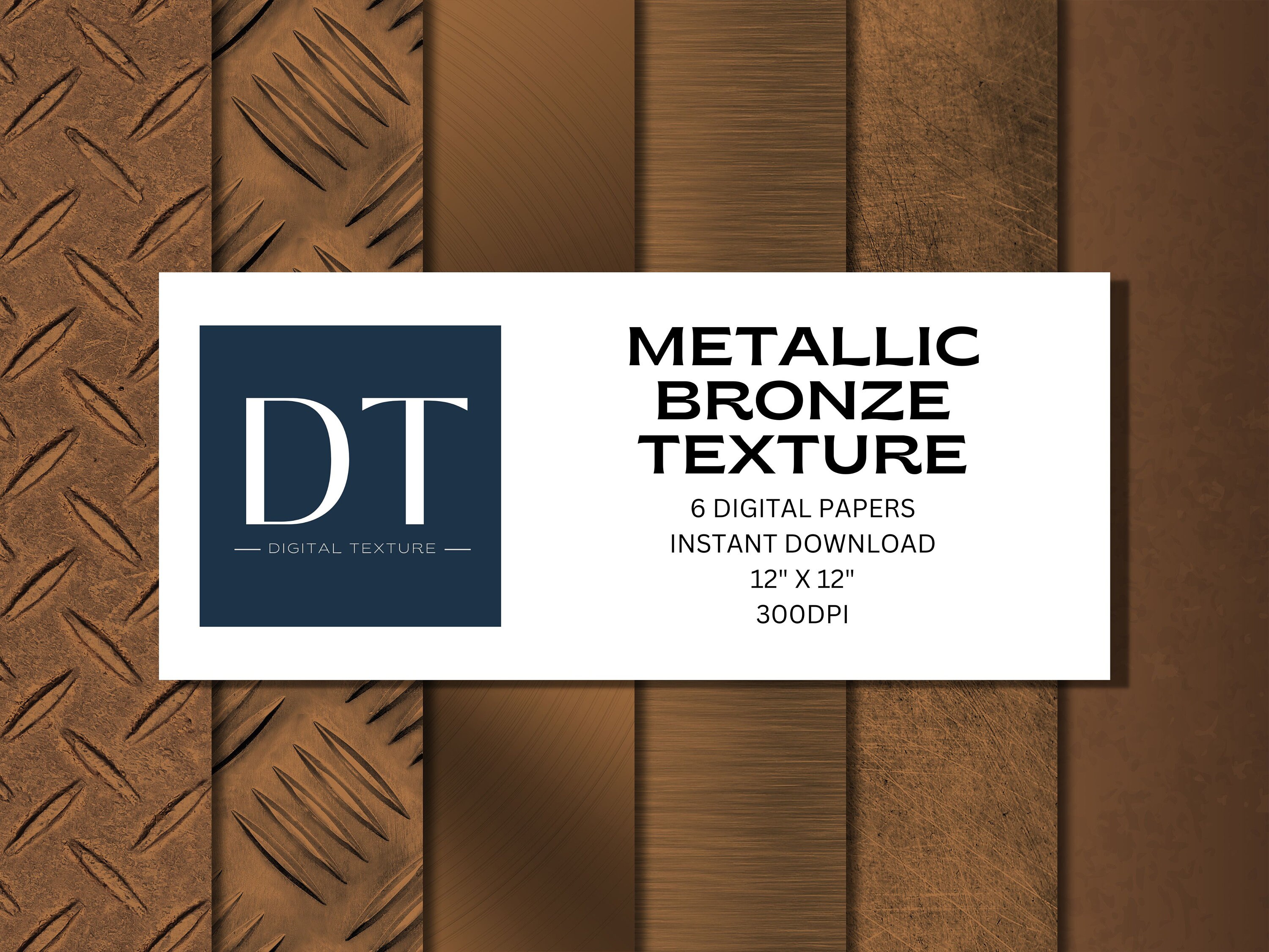 Six Metallic Bronze Textures, Digital Paper, Instant Download, Metal ...