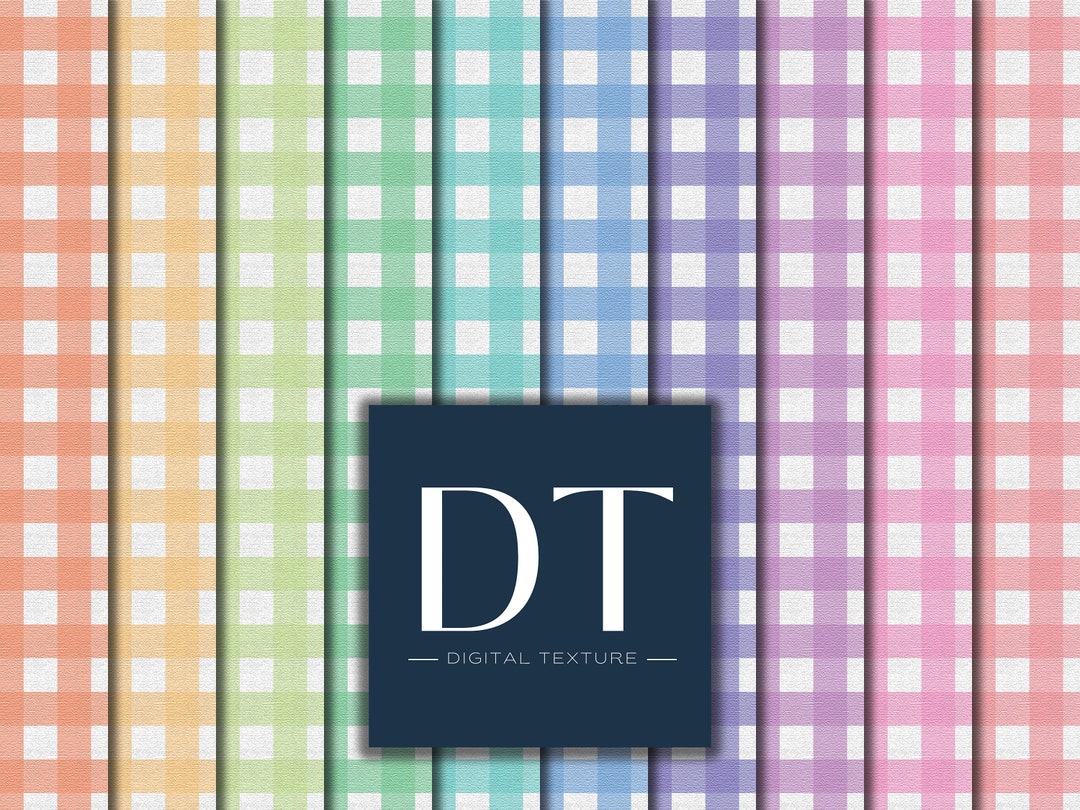 Textured Pastel Gingham Digital Paper, Various Pastel Colors, Instant ...