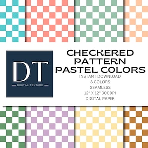 Checkered Pattern, Pastel Colors, Digital Paper, Instant Download ...
