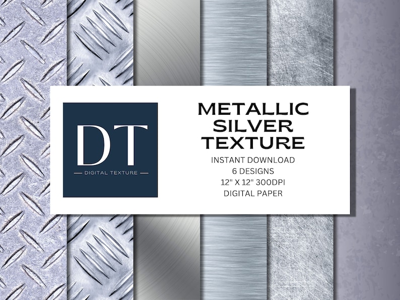 Six Metallic Silver Textures Digital Paper Instant Download - Etsy