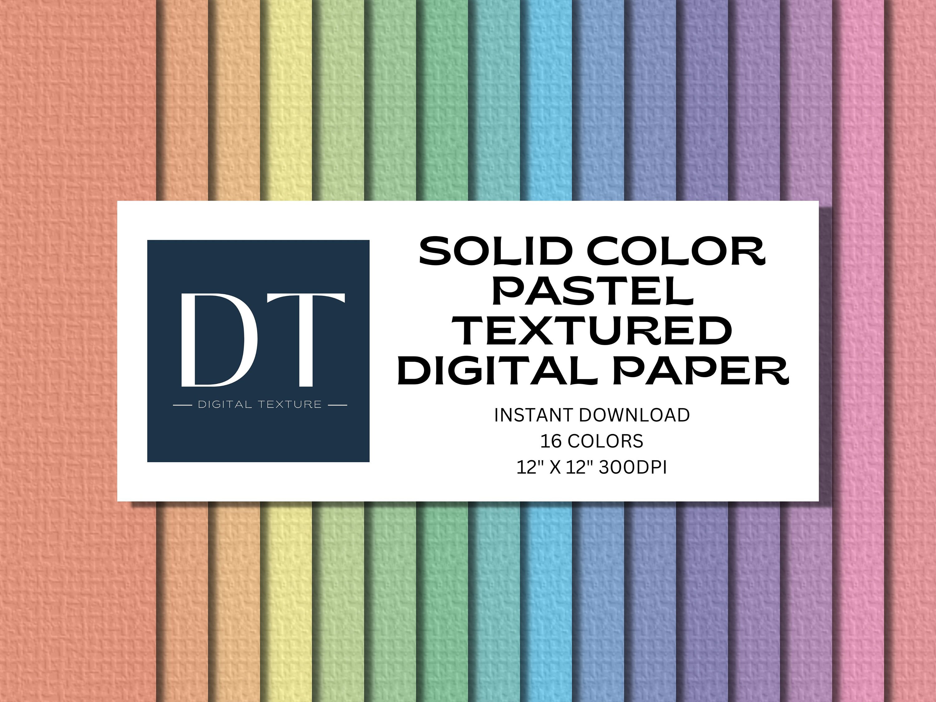 Solid Pastel Color Textured Digital Paper - 16 Colors - Digital Paper ...