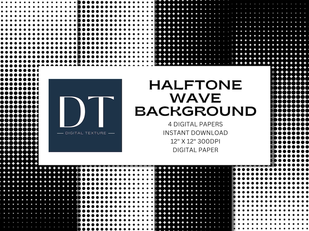 Halftone Wave Background, Digital Paper, Backdrop, Texture, Instant ...