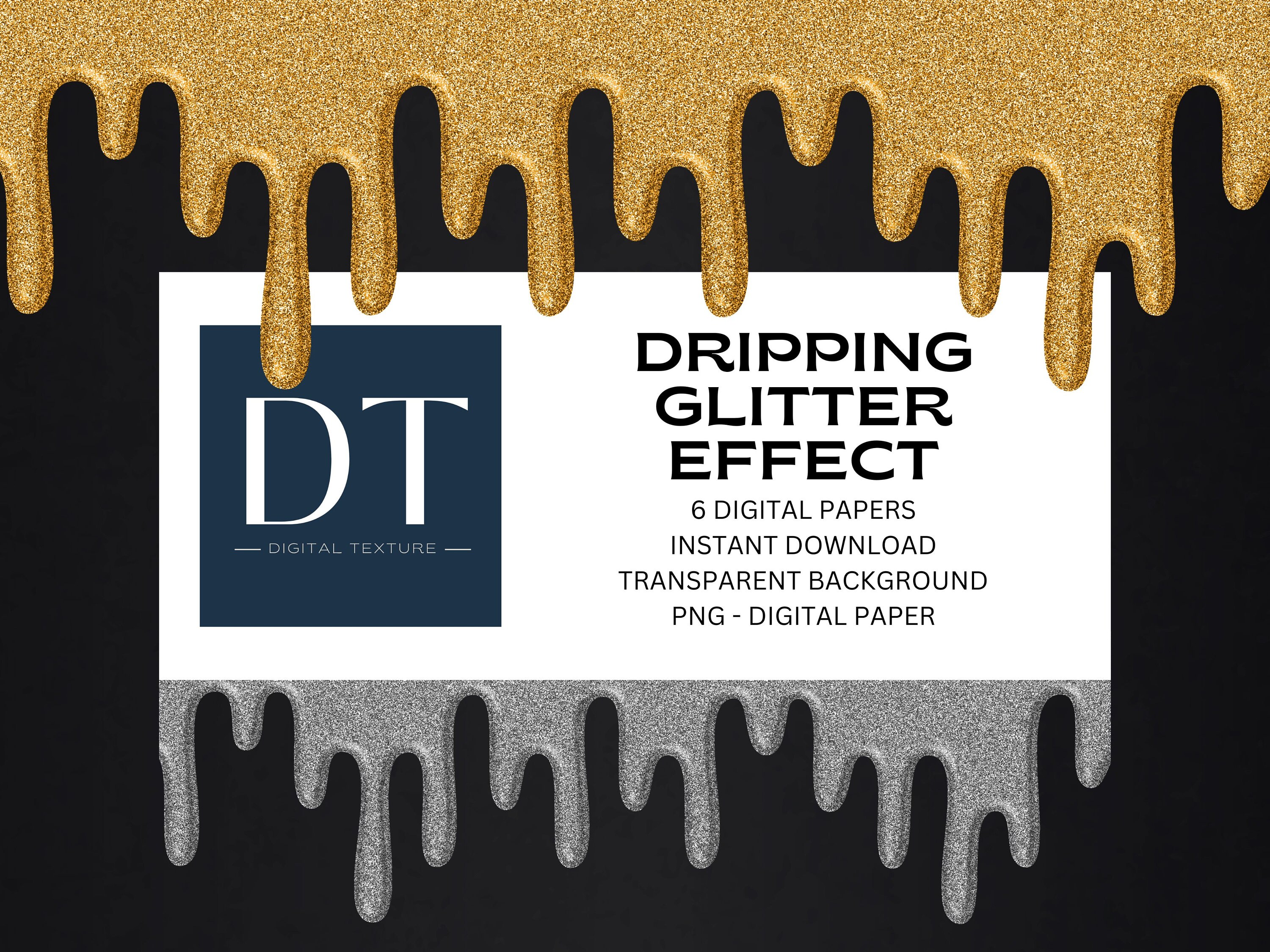 Dripping Glitter Effect PNG, Transparent Background, Dripping Border ...
