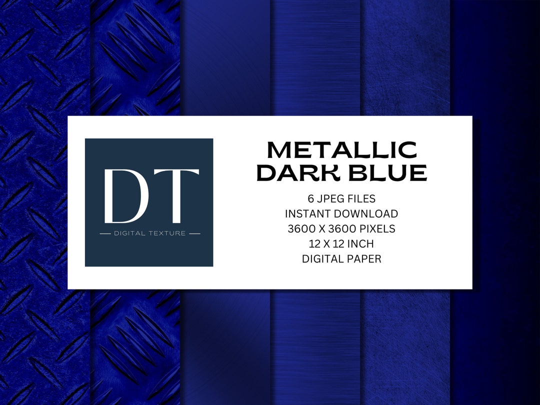 Six Metallic Dark Blue Textures, Digital Paper, Instant Download ...
