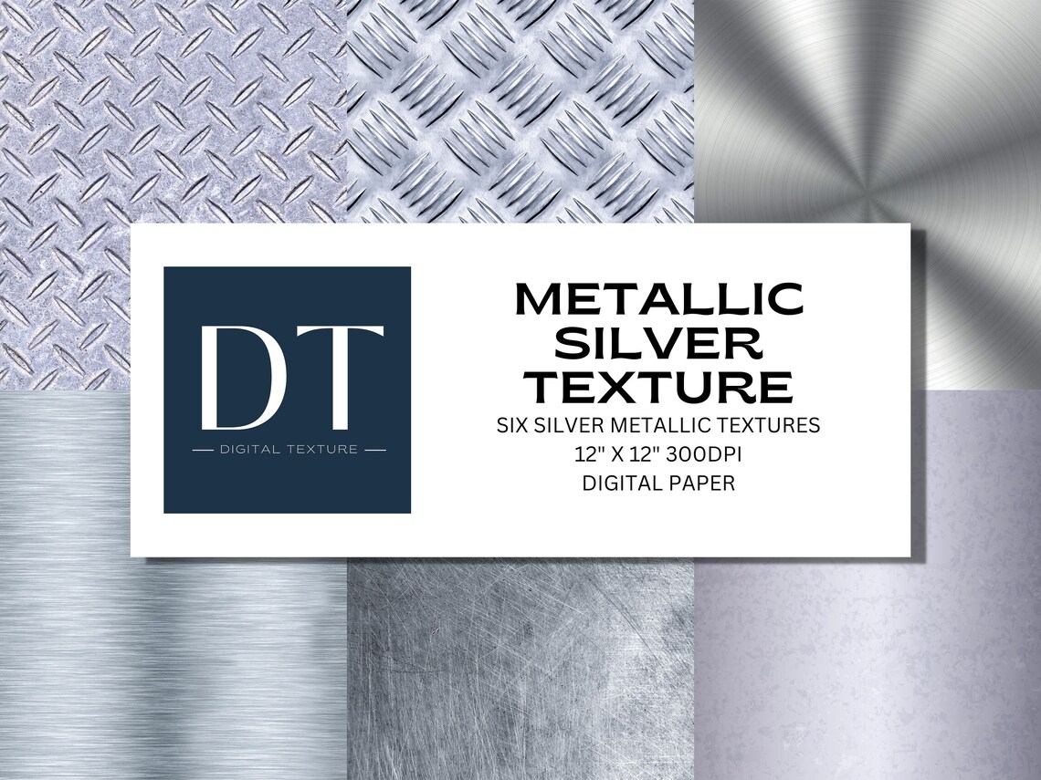 Six Metallic Silver Textures Digital Paper Instant Download - Etsy