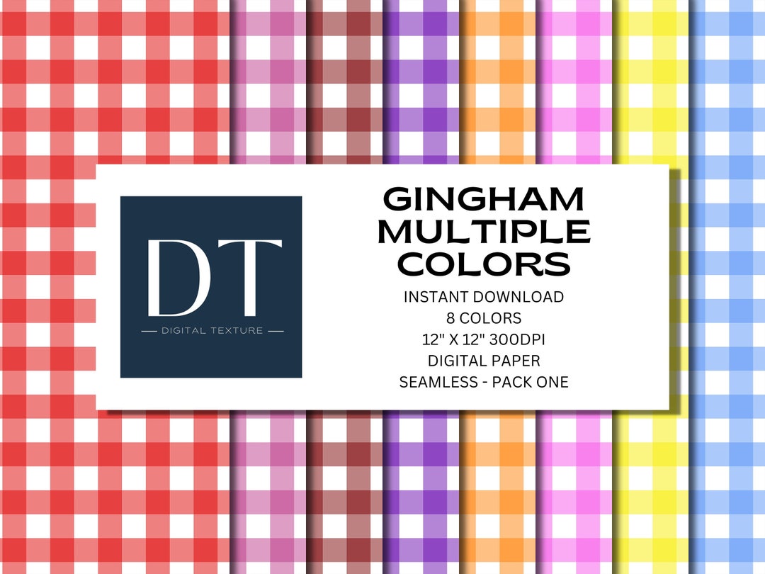 Gingham Pattern, Various Colours, Digital Paper, Instant Download, Pack ...