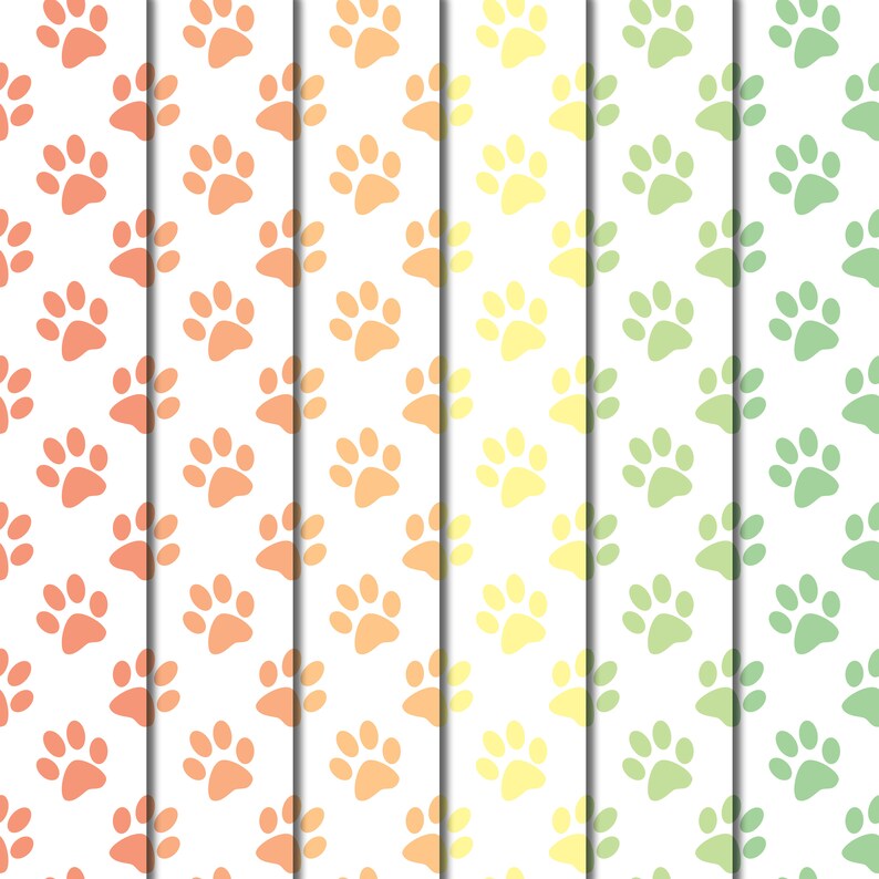 Pastel Paw Print Digital Paper, Seamless Background (digital Download ...
