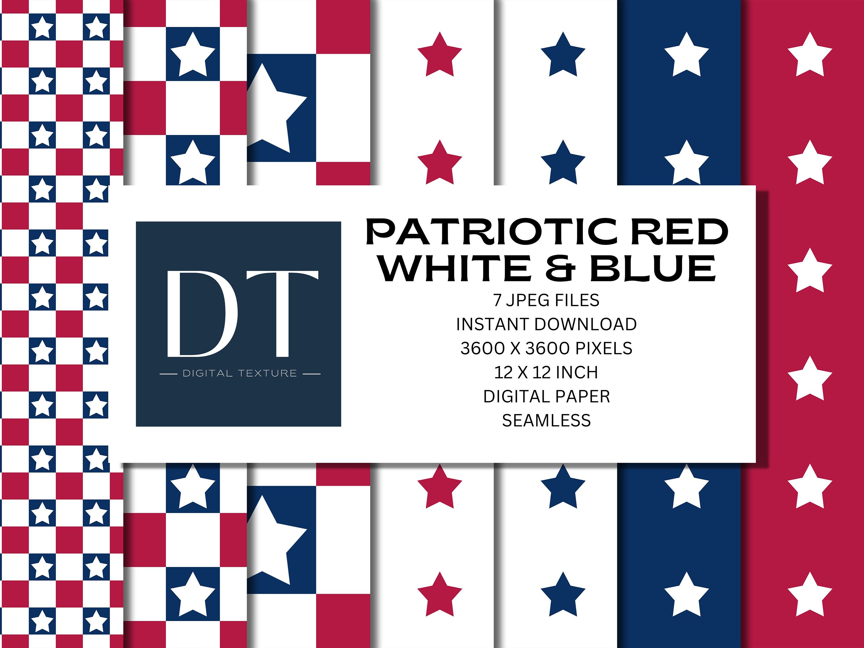 4th of July Digital Paper, Patriotic Scrapbook Paper, Fourth of July ...