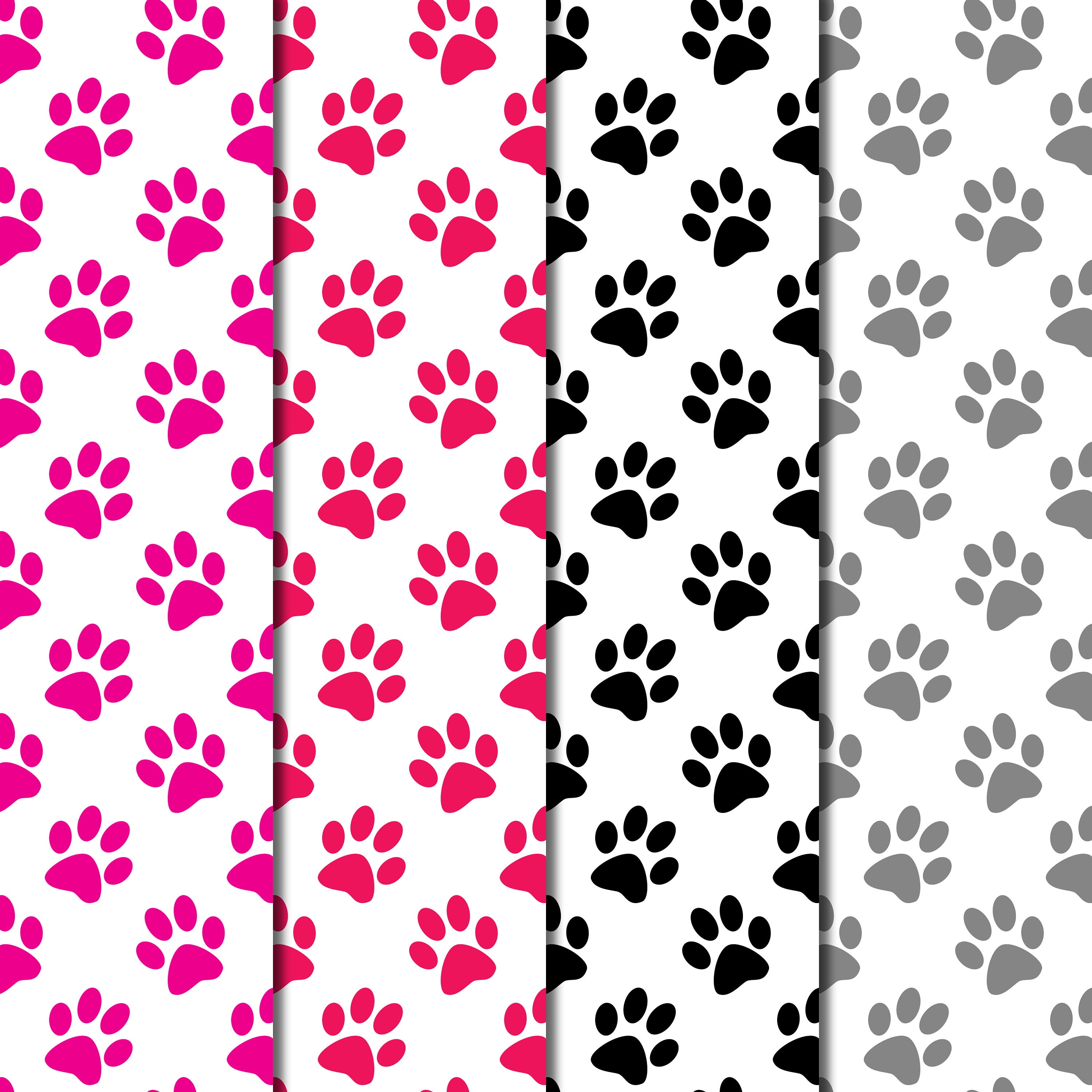 Pastel and Bold Color Paw Print Digital Paper, Background, Wrapping ...