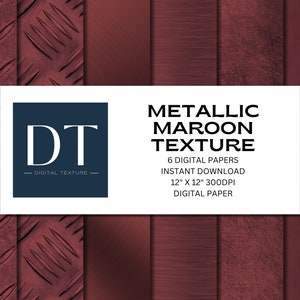 Six Metallic Maroon Textures, Digital Paper, Instant Download Textures ...