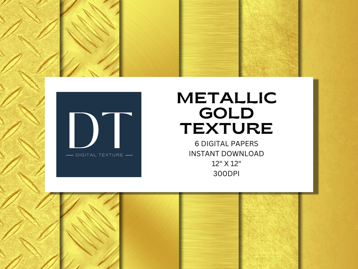 Six Metallic Gold Textures, Digital Paper, Instant Download, Scrapbook ...