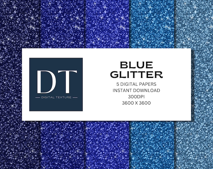 Light Blue Glitter Backgrounds-digital Papers-craft Supplies ...