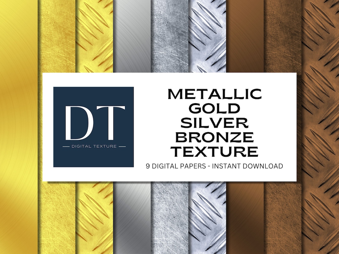 Metallic Gold Silver and Bronze Textures, Digital Paper, Instant ...
