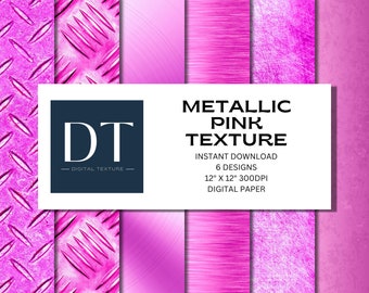 Metallic Pink Digital Paper Set, Metallic Textures in Shades of Pink ...