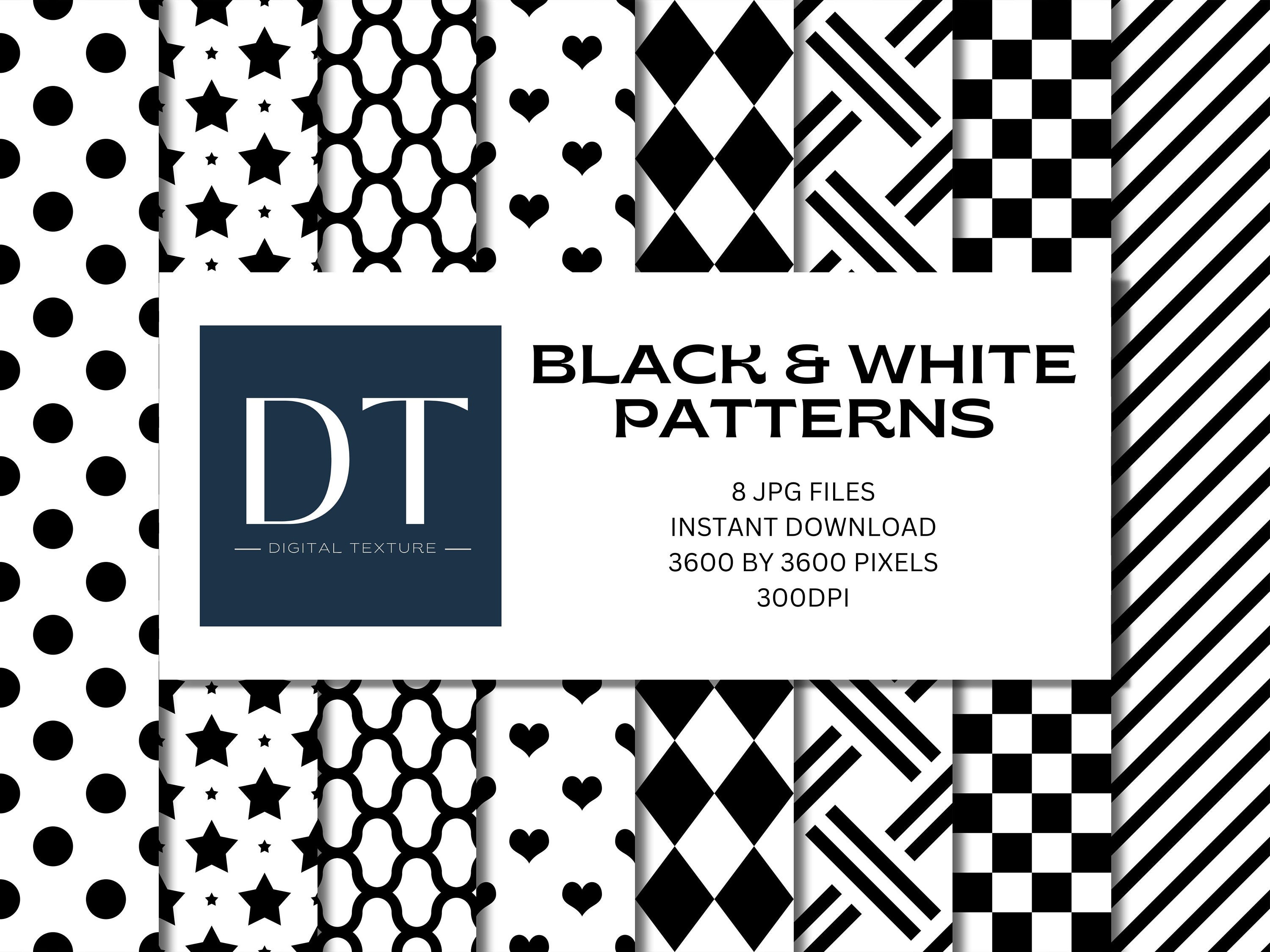 Black and White Patterns Background Digital Paper Backdrop - Etsy