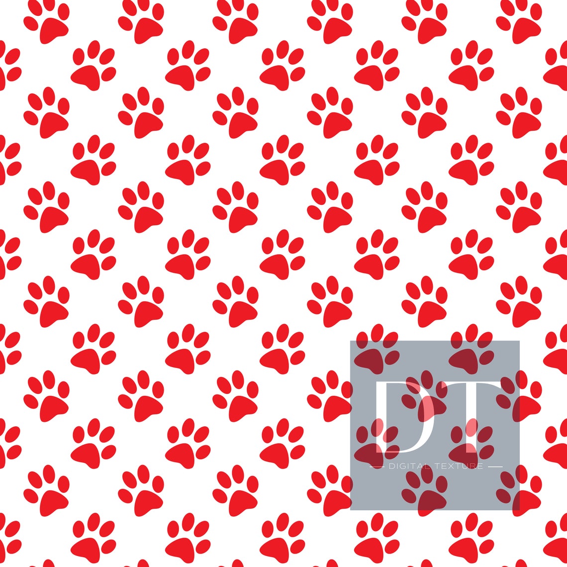 Pastel and Bold Color Paw Print Digital Paper, Background, Wrapping ...