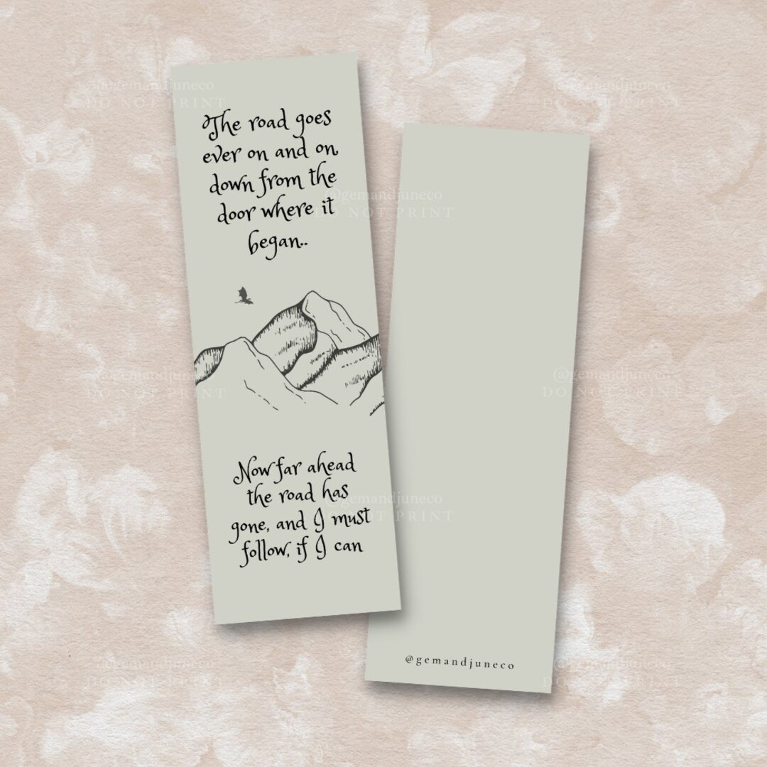 Tolkien Bookmark the Hobbit Lord of the Rings Fantasy Bookmark Tolkien ...