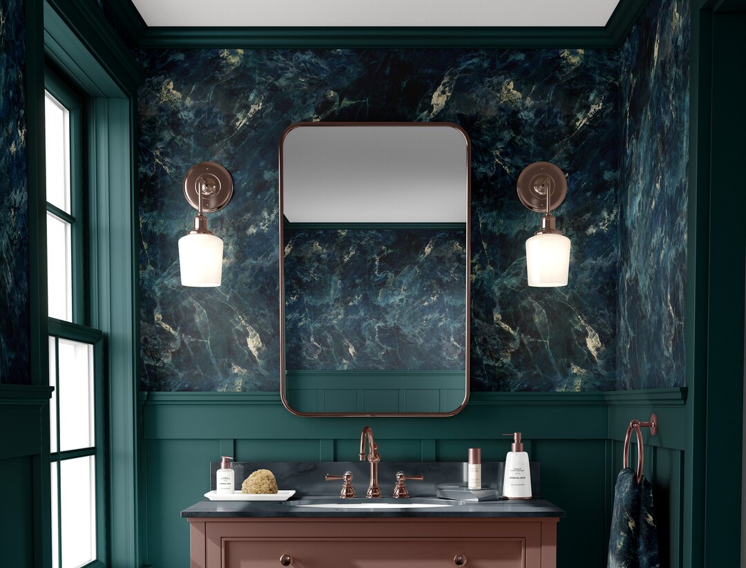 Navy Blue Concrete Wallpaper Peel and Stick Luxury, Dark Night Blue ...
