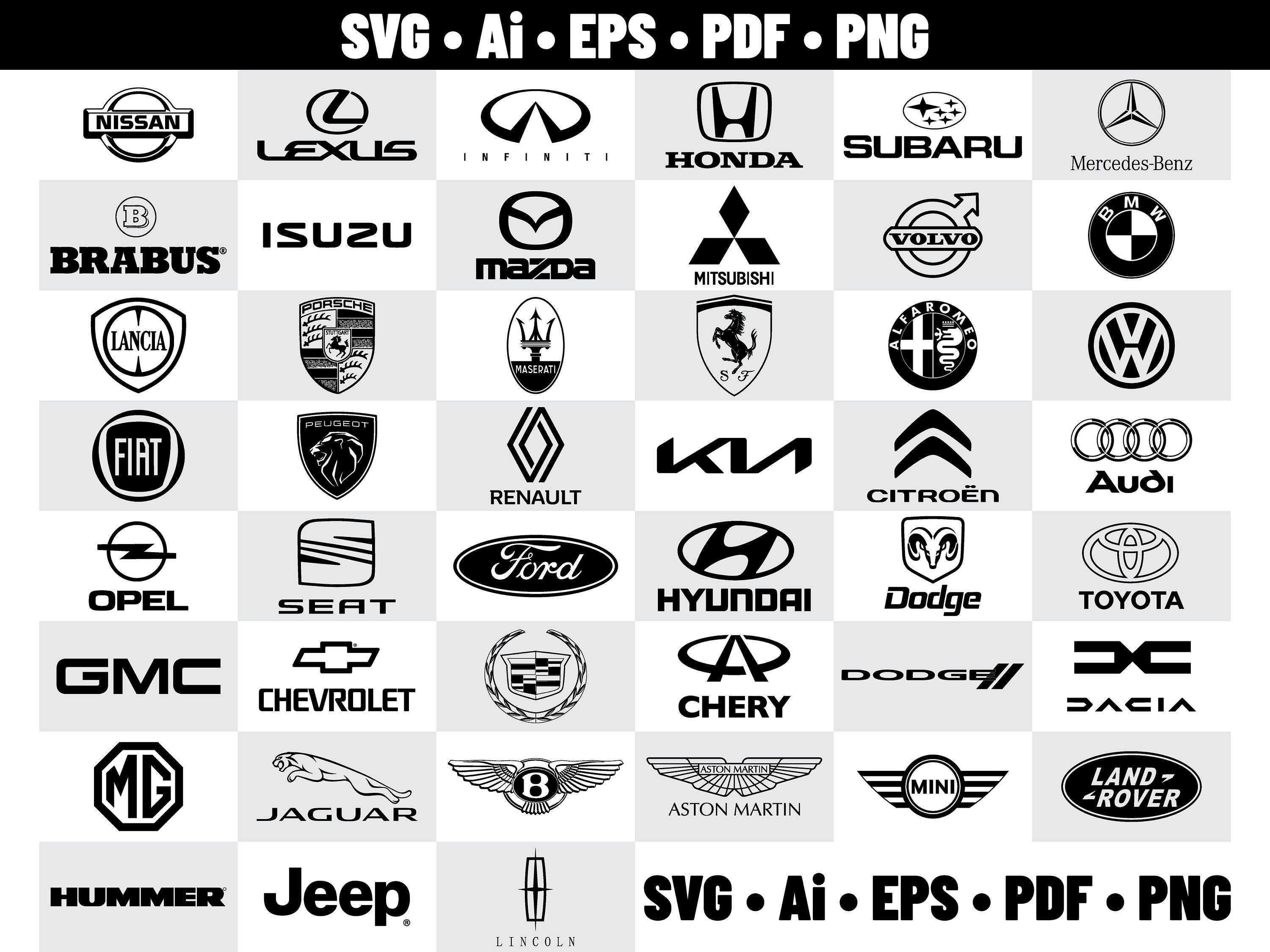 Collection Of Vector Logos For Car Brands Car Brands Set Car Etsy Collection Of Vector Logos For Car Brands Car Brands Set Car Etsy