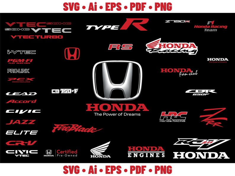 Collection of Vector Logos for Honda, Honda Vector Logo Set, Logo Set ...