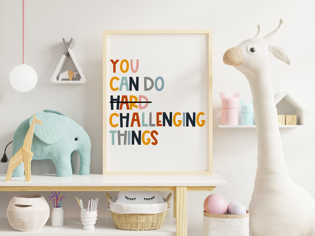 We Can Do Challenging Things, positive Affirmation, Kinderwandkunst ...
