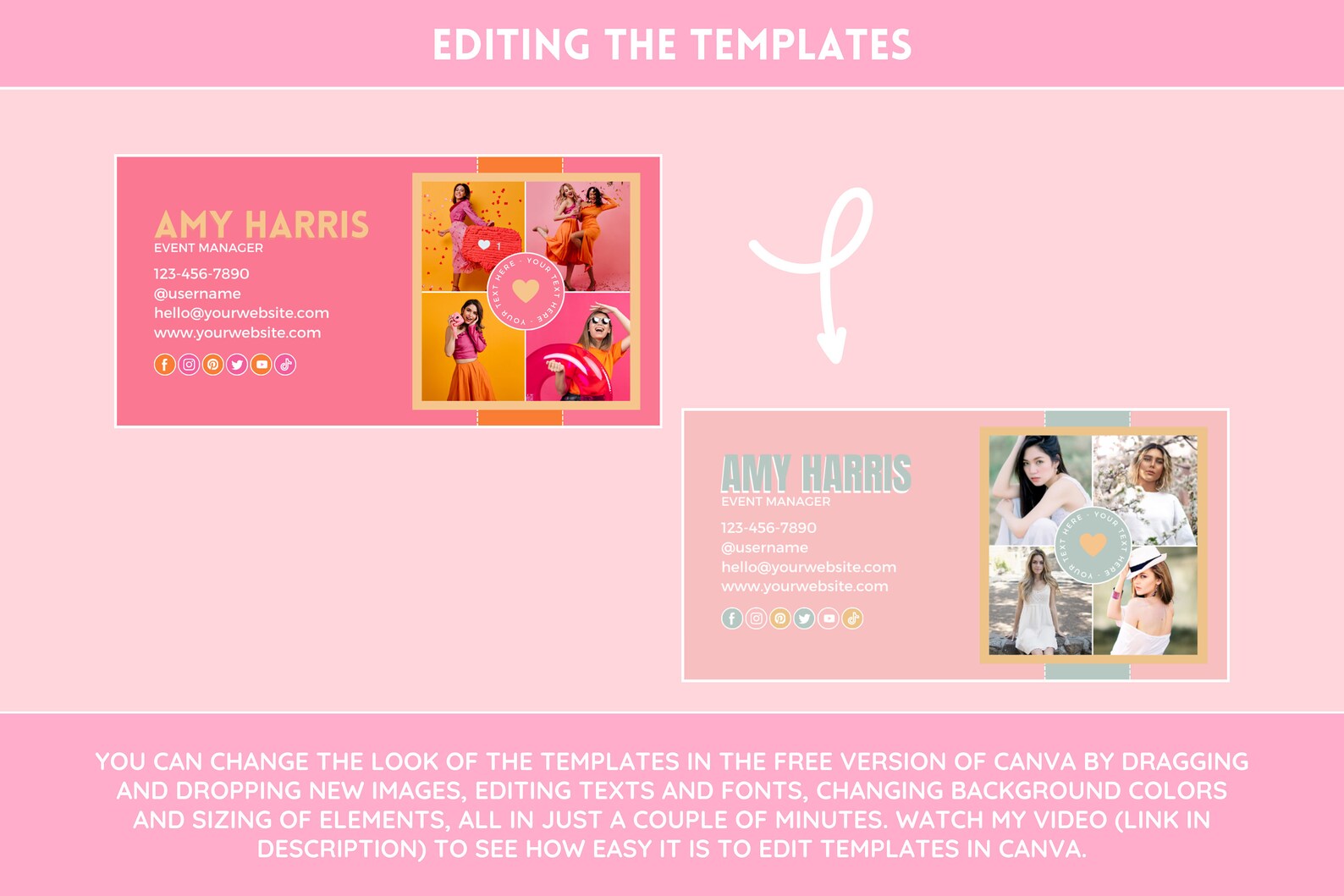 Cute Email Signature Bundle - Set of 4 Cute Editable Email Templates ...