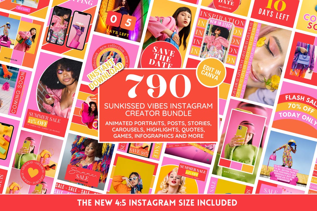 Instagram Template Bundle: Posts, Stories, Carousels, Quotes, Highlight ...