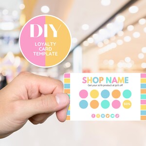 Bright Loyalty Card Template - Customer Punch Stamp Card - Edit in ...
